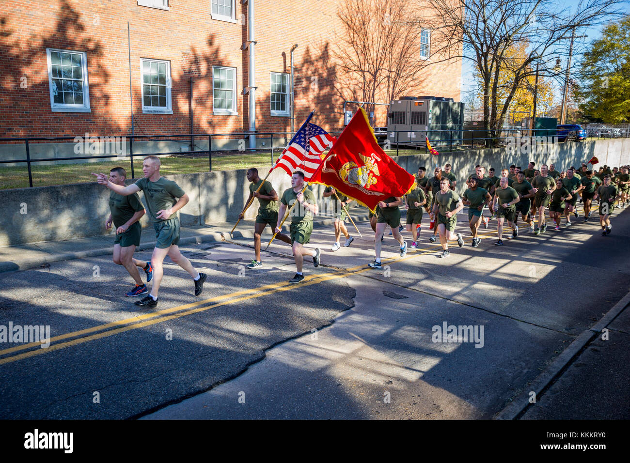 U.S. Marine Corps Col. John B. Atkinson, left, commanding officer ...