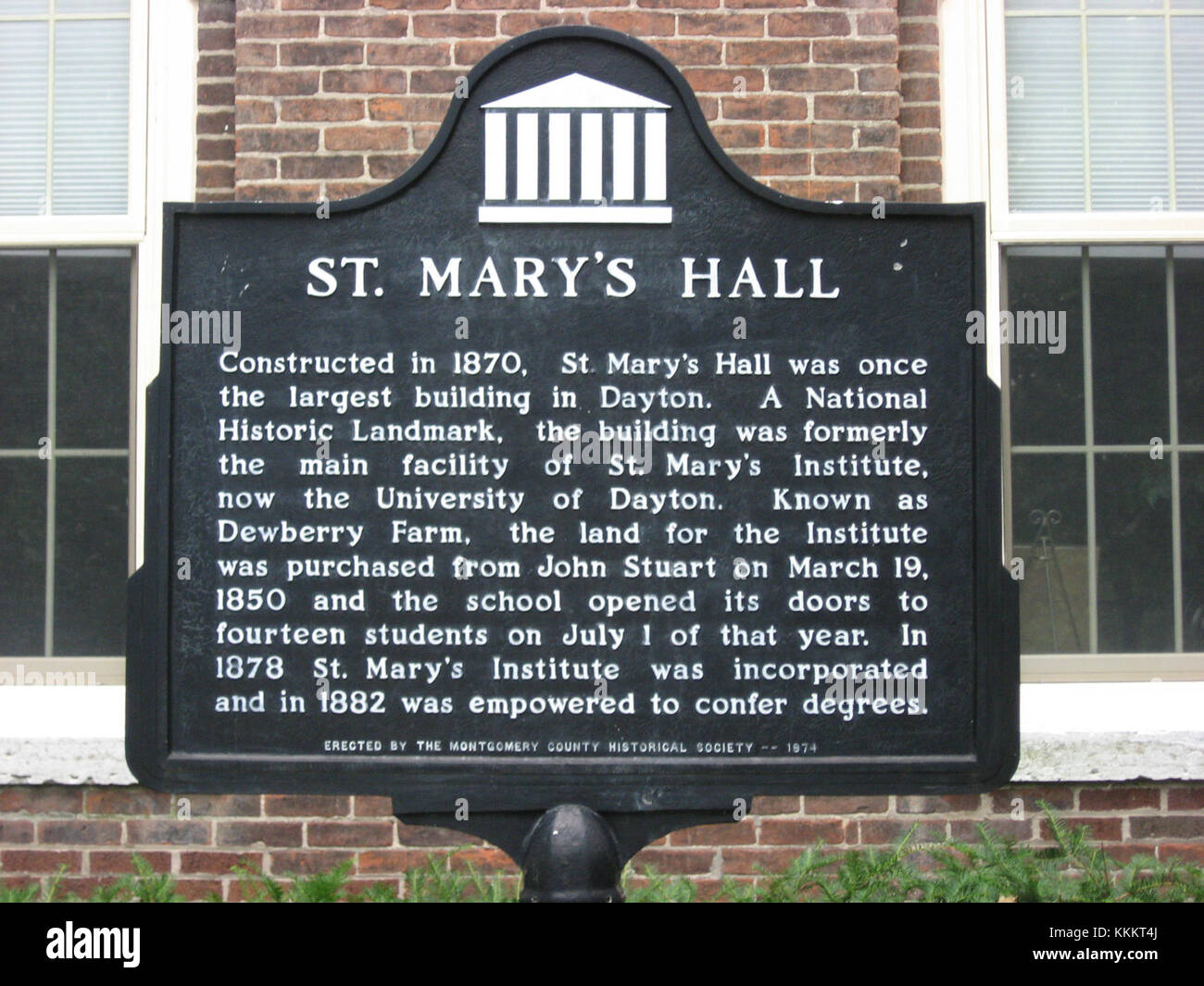 The St. Mary's Hall historical marker at the University of Dayton ...