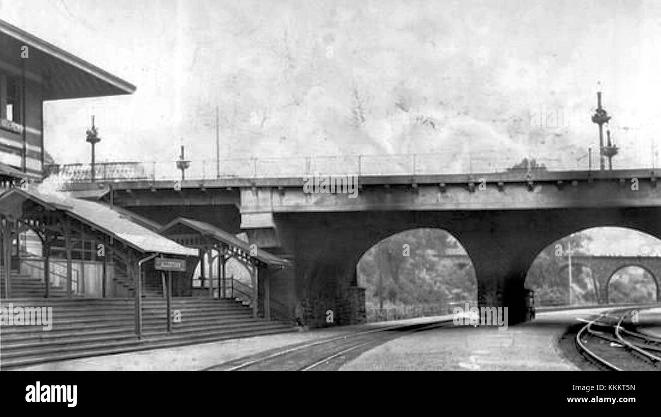 This historical photograph shows the view from the Hamilton Street ...