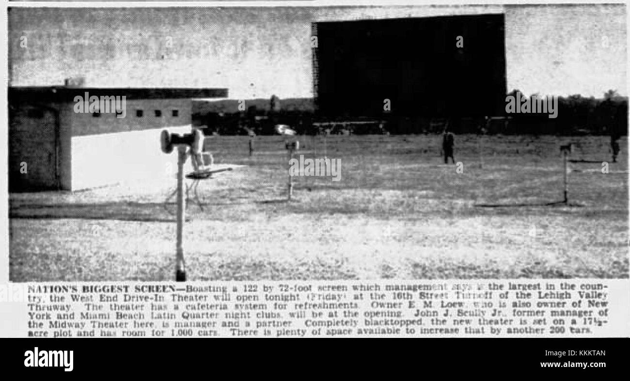The opening of the West End Drive-In in Allentown, Pennsylvania, in ...