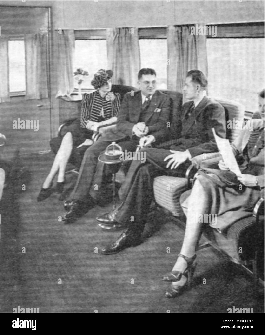 The observation lounge of the Texas Zephyr, a streamlined passenger ...