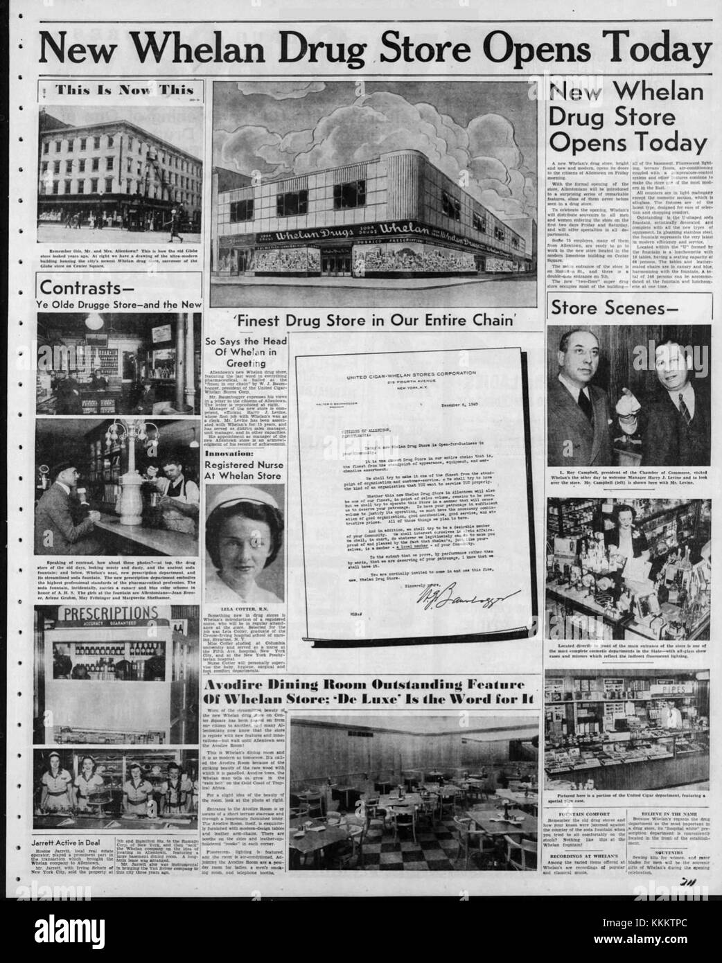 A historical photograph of the New Whelan Drug Store in Allentown ...