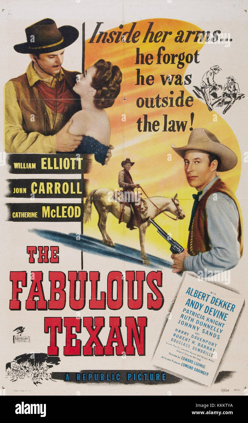 A promotional poster for the 1947 film 'The Fabulous Texan', starring ...