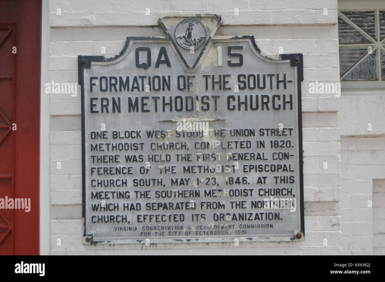 The historical marker for the formation of the Southern Methodist ...