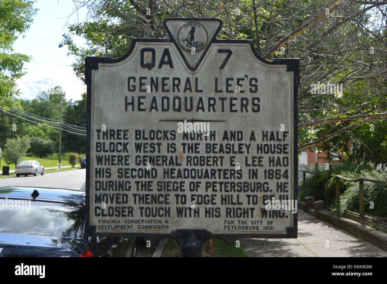 The historical marker for General Lee's Headquarters commemorates the ...