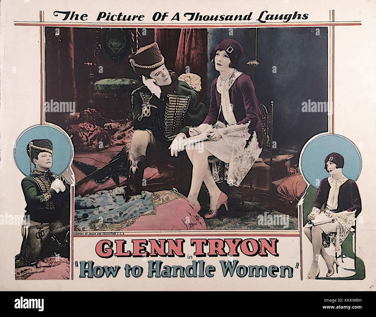 This lobby card from the film *How to Handle Women* depicts a scene ...