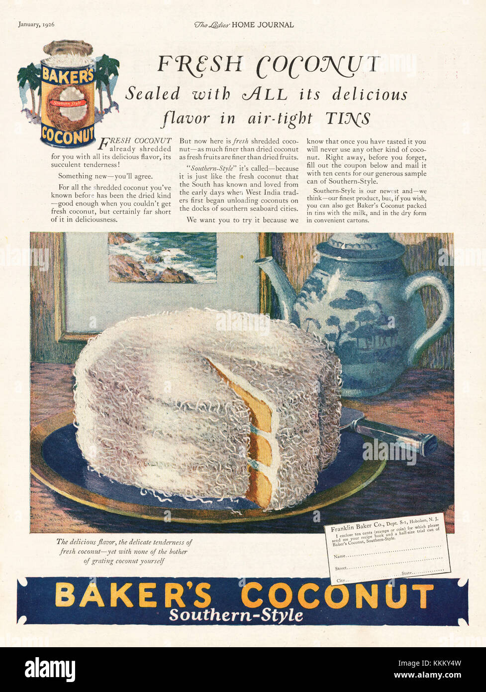 1926 U.S. Magazine Baker's Coconut Advert Stock Photo - Alamy