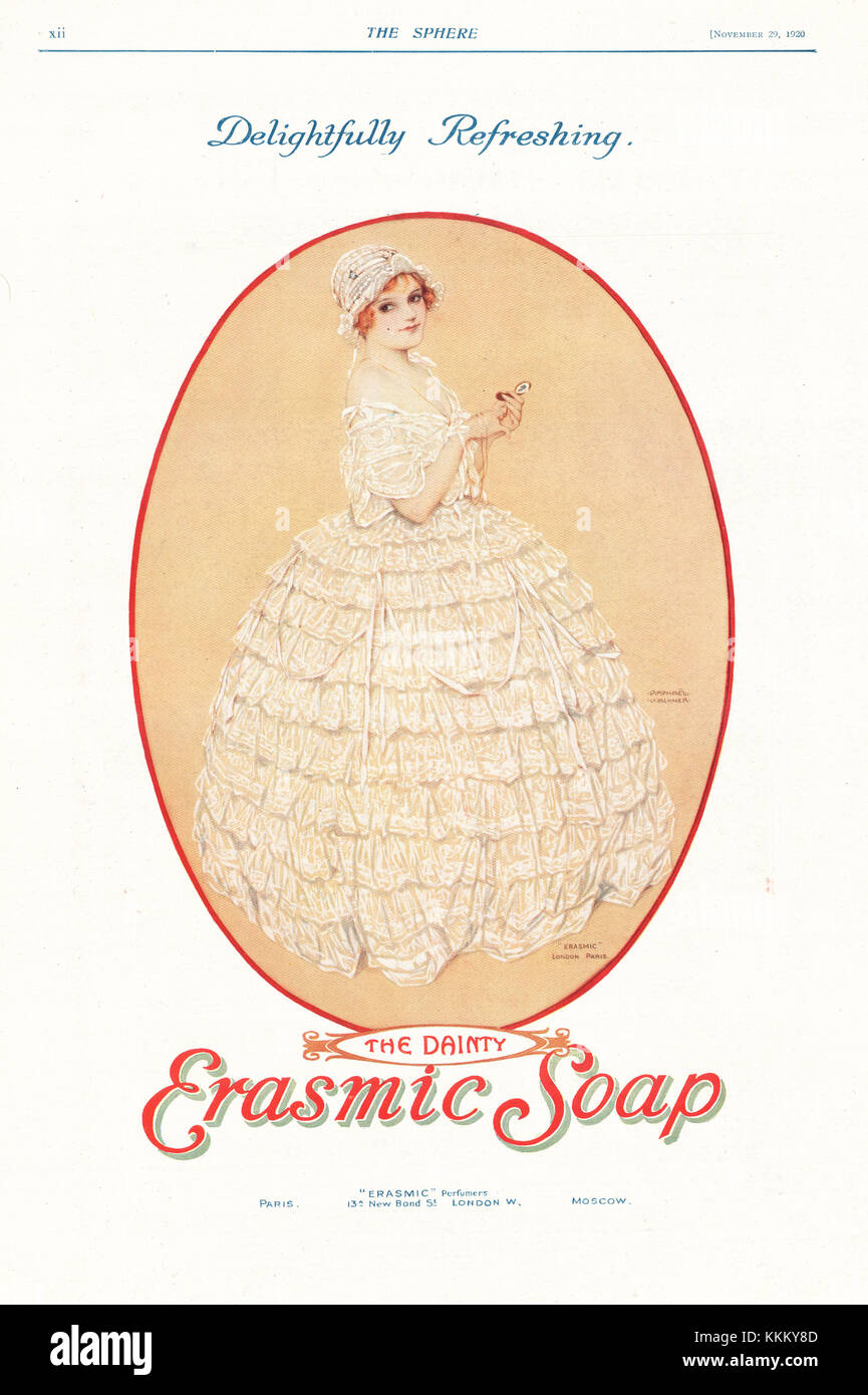 1920 UK Magazine Erasmic Soap Advert Stock Photo - Alamy