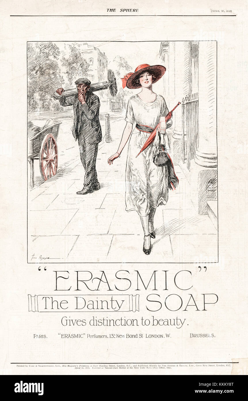 1921 UK Magazine Erasmic Soap Advert Stock Photo - Alamy