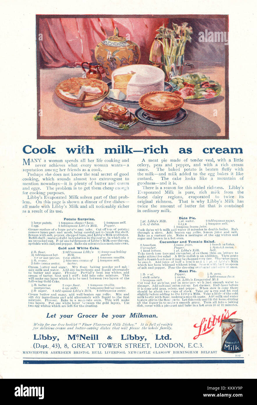 1921 UK Magazine Libby's Milk Advert Stock Photo - Alamy