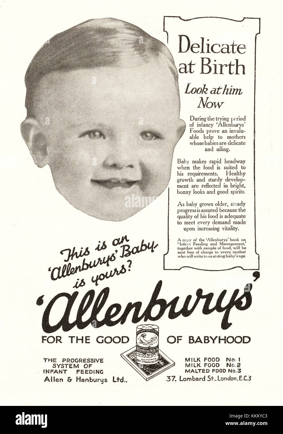 1927 UK Magazine Allenburys Baby Food Advert Stock Photo - Alamy
