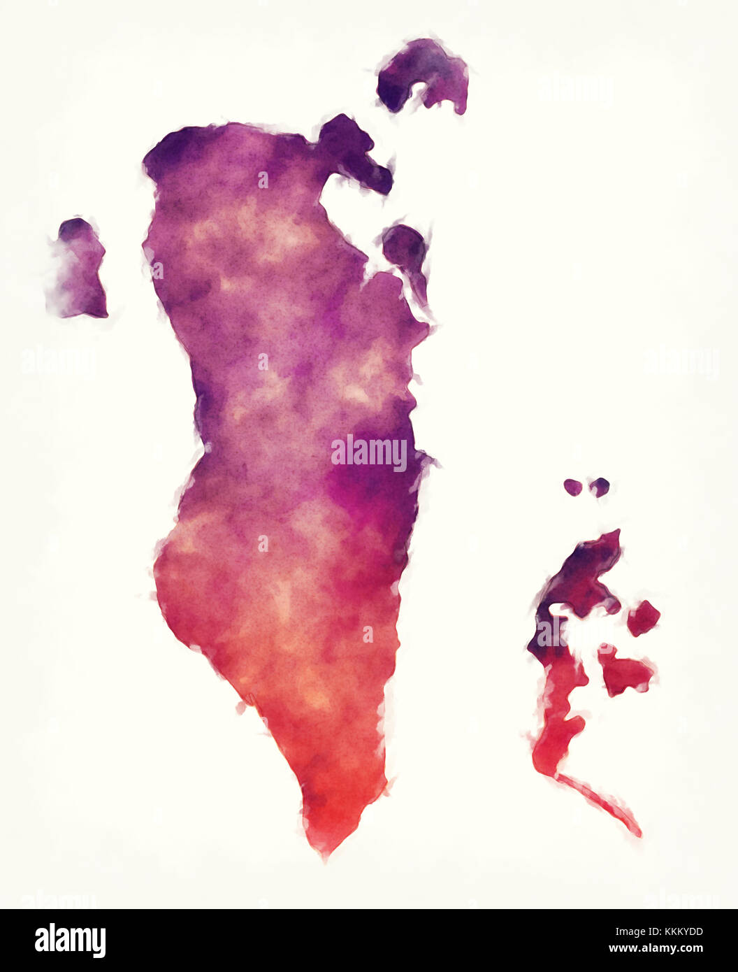 Bahrain watercolor map in front of a white background Stock Photo - Alamy