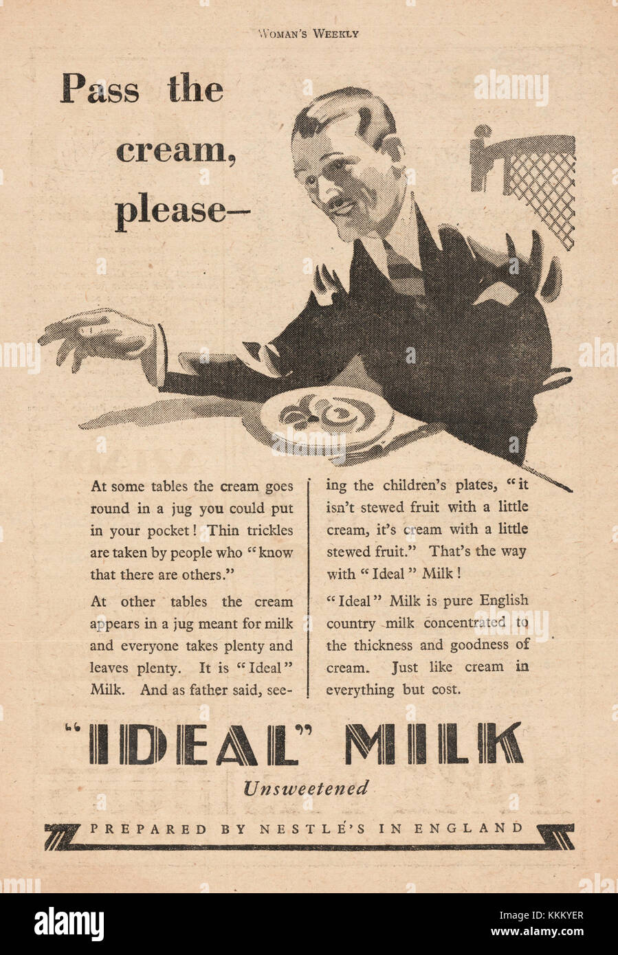 1929 UK Magazine Ideal Milk Advert Stock Photo - Alamy