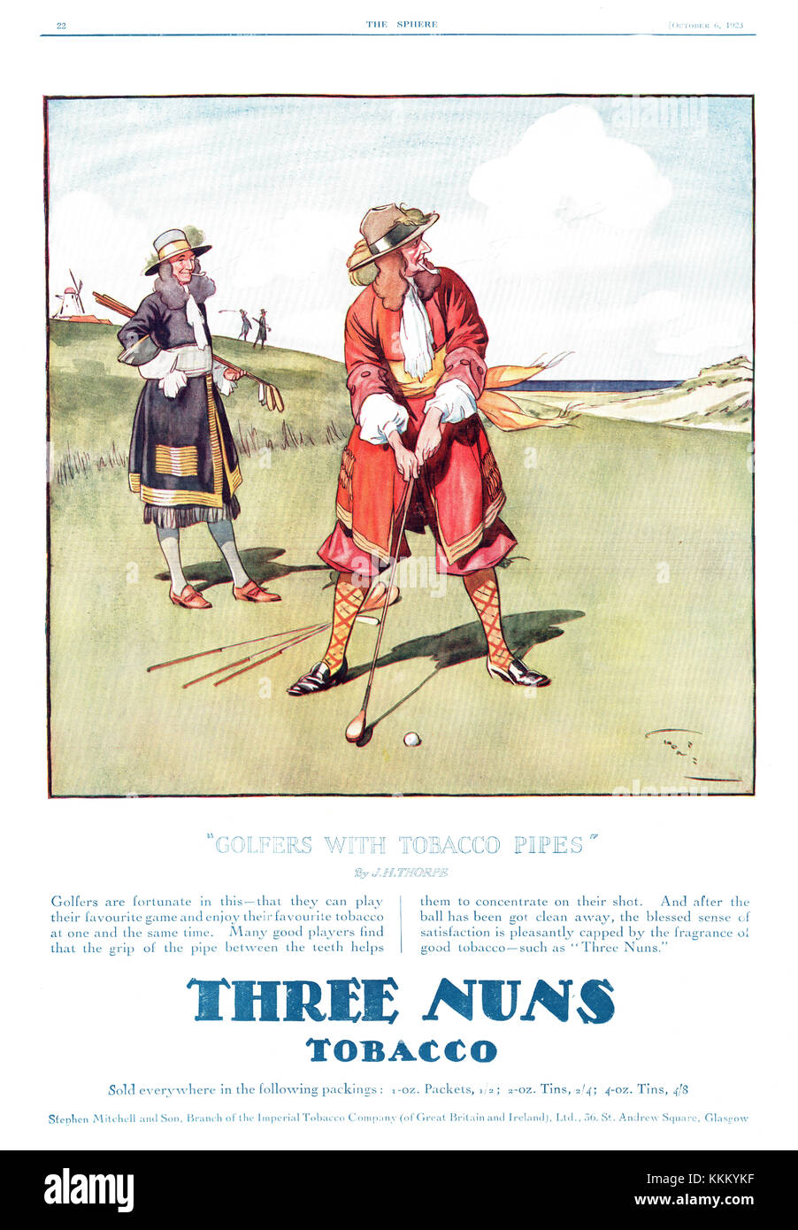 1923 UK Magazine Three Nuns Tobacco Advert Stock Photo - Alamy