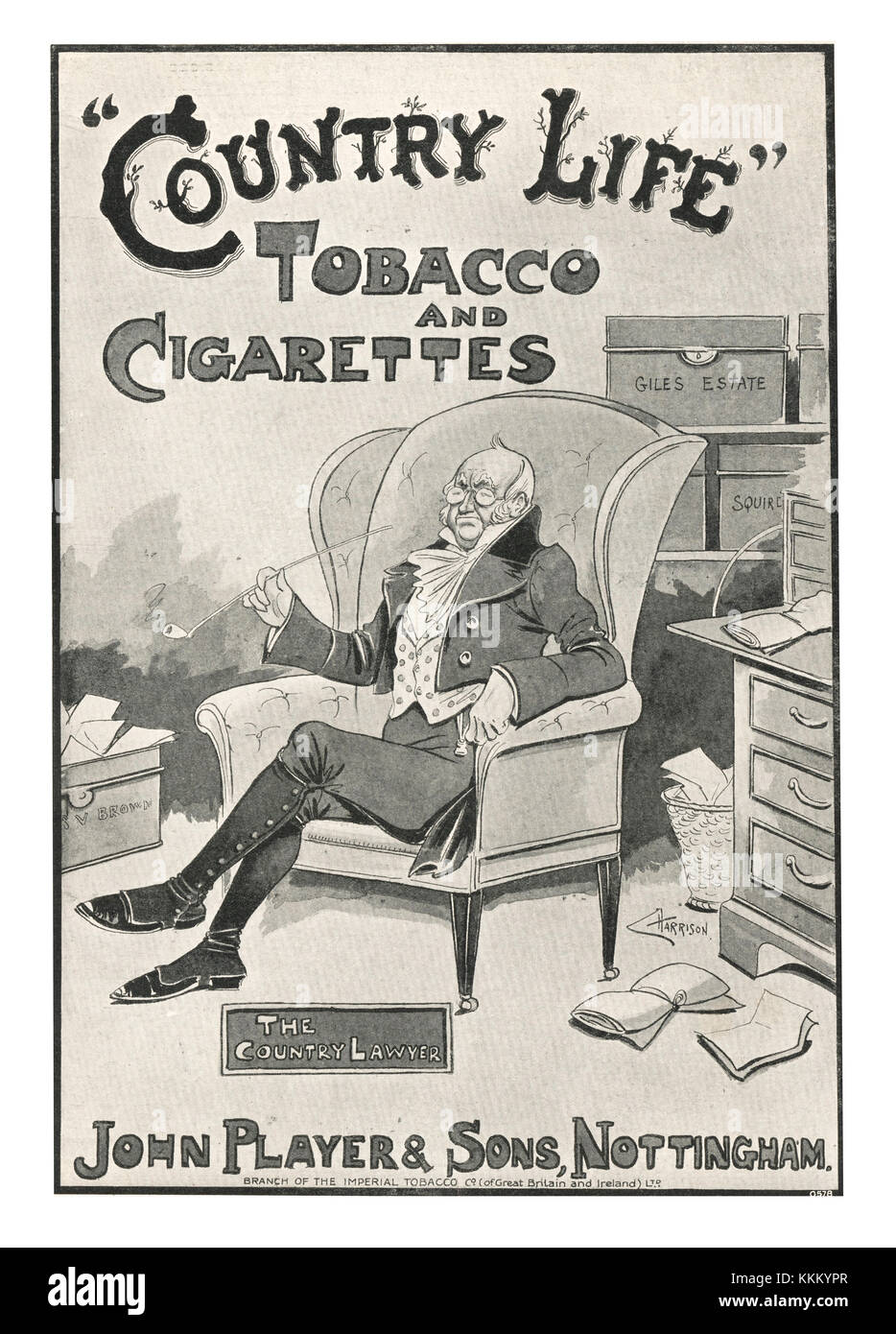1909 UK Magazine Player's 'Country Life' Cigarette Advert Stock Photo ...