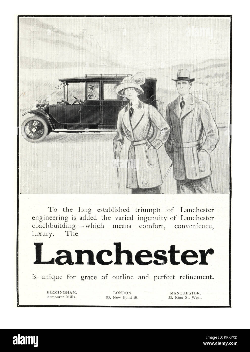 1913 UK Magazine Lanchester Car Advert Stock Photo - Alamy