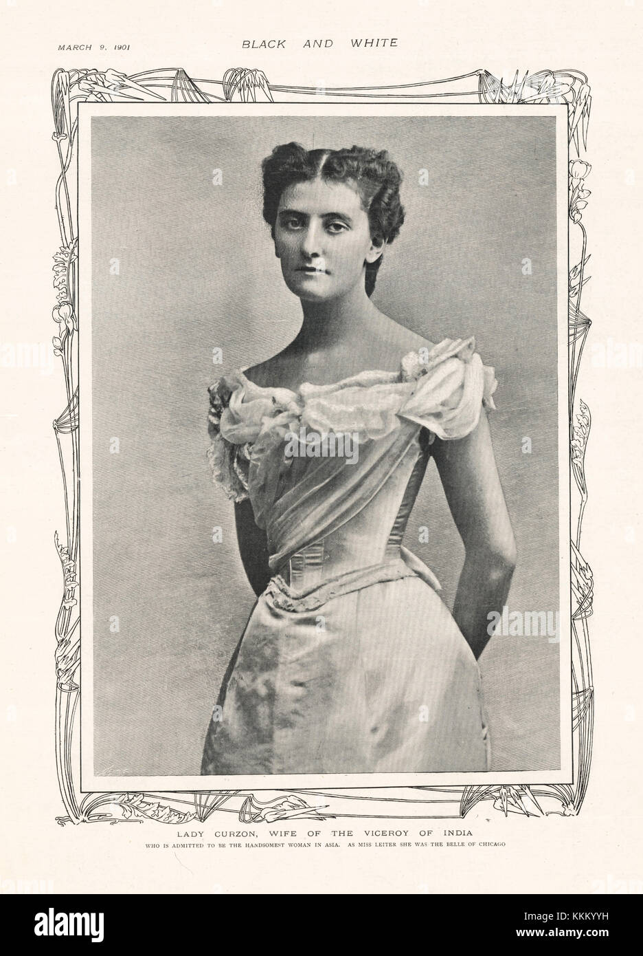 1901 Black & White Lady Curzon, wife of the Viceroy of India Stock ...