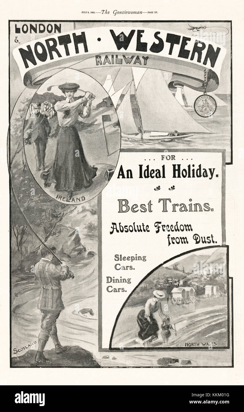 1905 UK Magazine North Western Railway Advert Stock Photo - Alamy