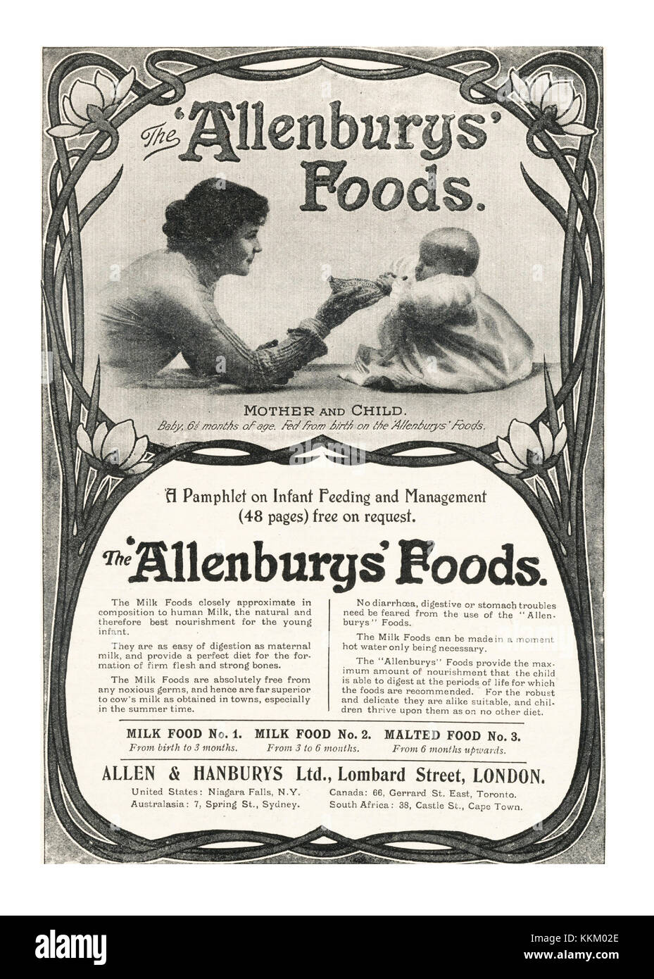 1905 UK Magazine Allenburys Baby Food Advert Stock Photo - Alamy