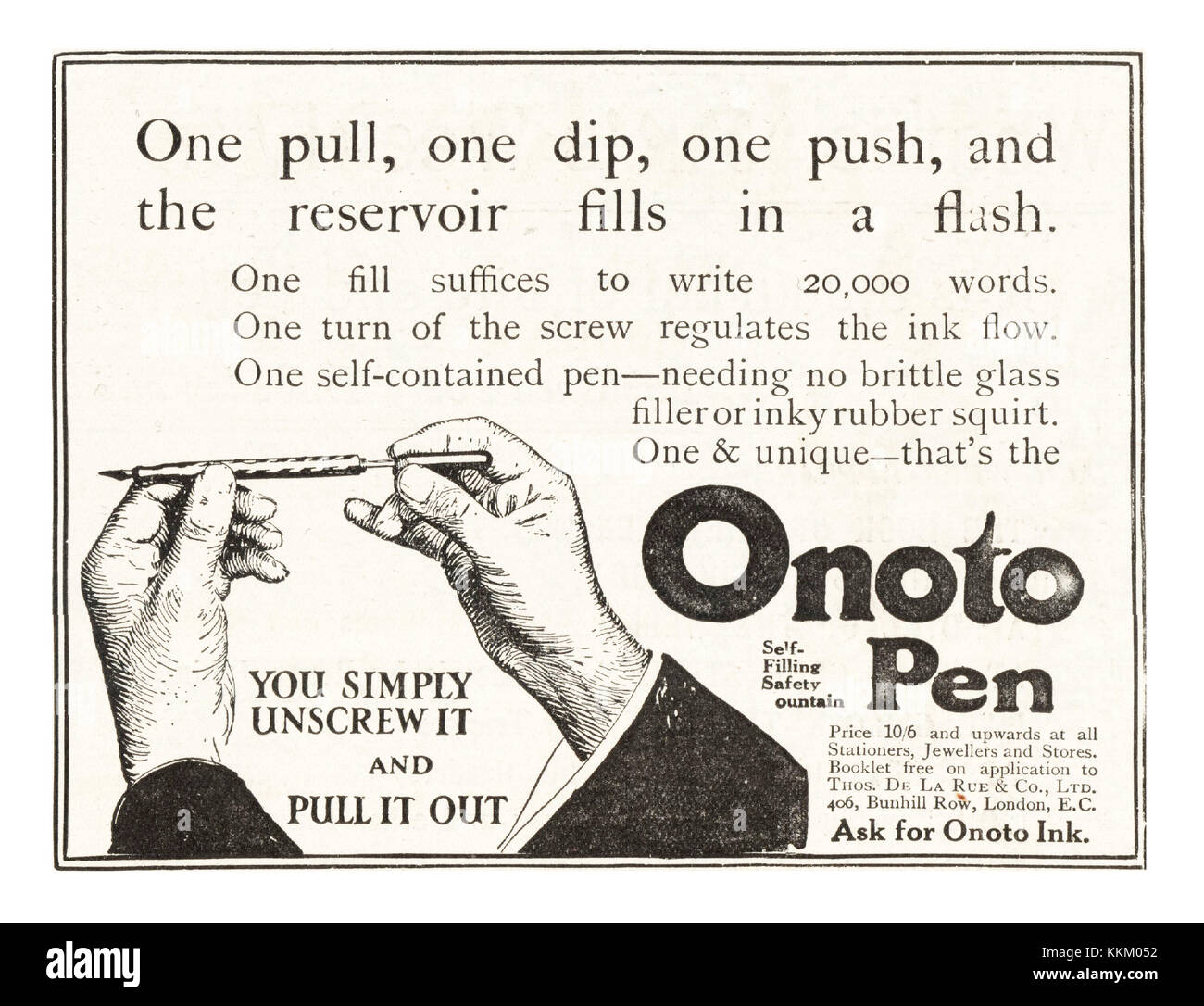1912 UK Magazine Onoto Pen Advert Stock Photo - Alamy