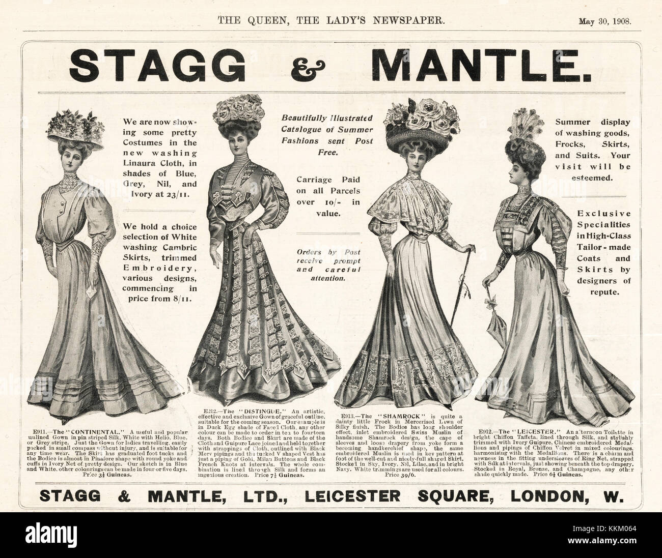 1908 UK Magazine Stag & Mantle Ladies Fashions Ad Stock Photo - Alamy