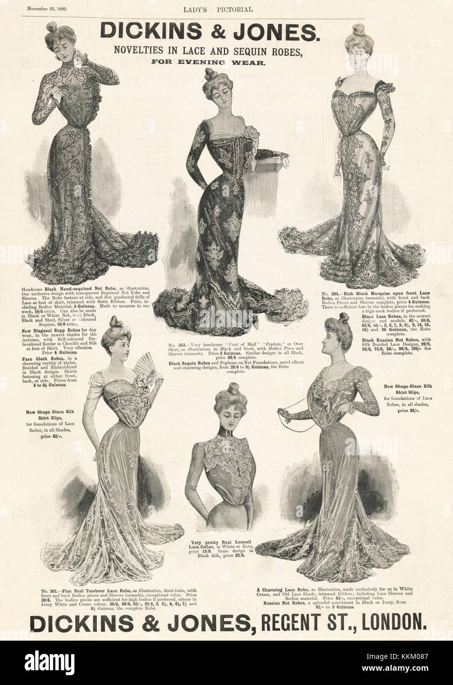 1899 UK Magazine Dickins & Jones Eveningwear Advert Stock Photo - Alamy
