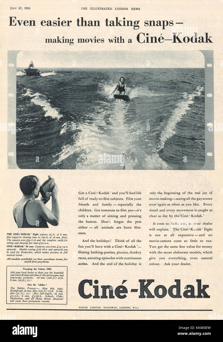 1935 UK Magazine Cine Kodak Advert Stock Photo - Alamy