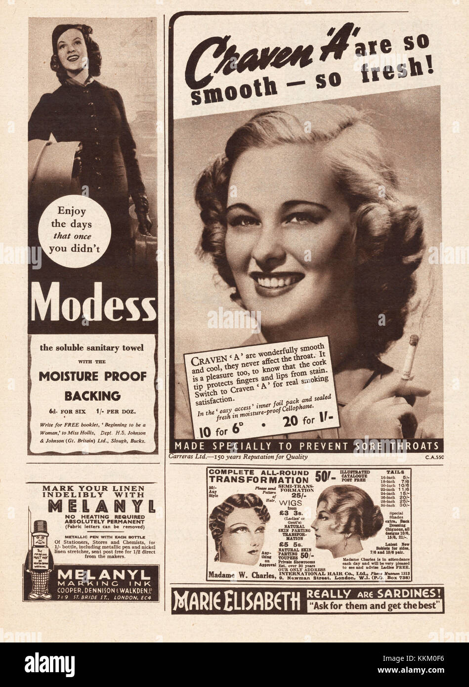 1935 UK Magazine Craven A Cigarette Advert Stock Photo - Alamy