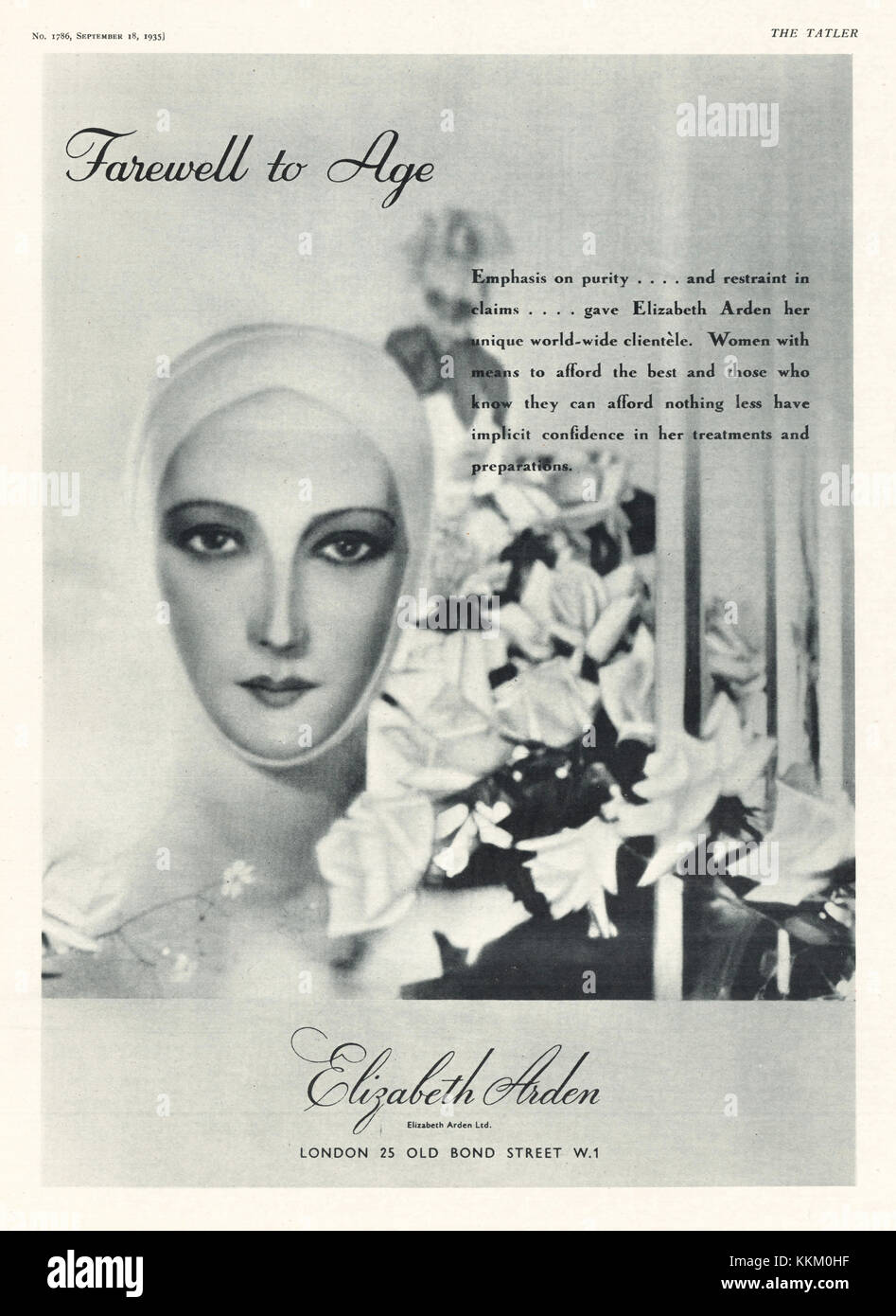 1935 UK Magazine Elizabeth Arden Skin Cream Advert Stock Photo - Alamy