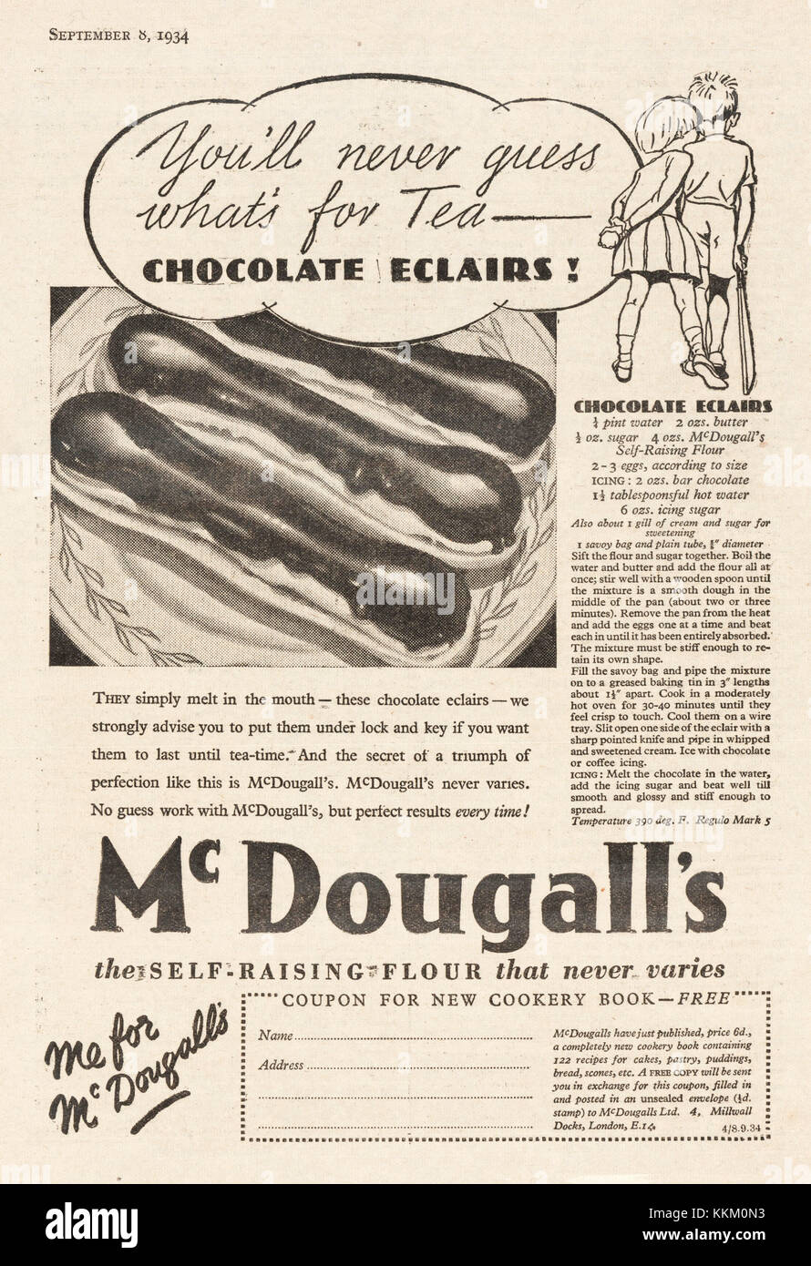 1934 UK Magazine McDougall's Flour Advert Stock Photo - Alamy