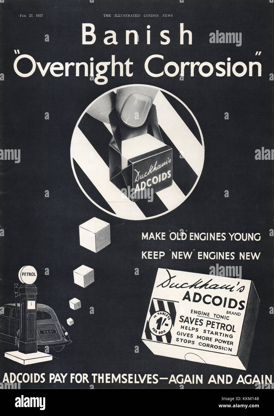 1937 UK Magazine Duckham's Adcoids Engine Tonic Advert Stock Photo - Alamy