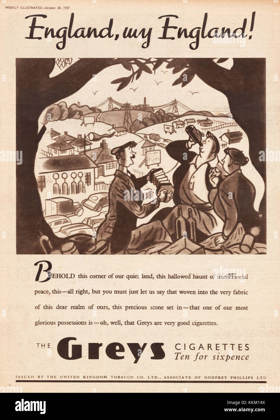 1937 UK Magazine Greys Cigarette Advert Stock Photo - Alamy