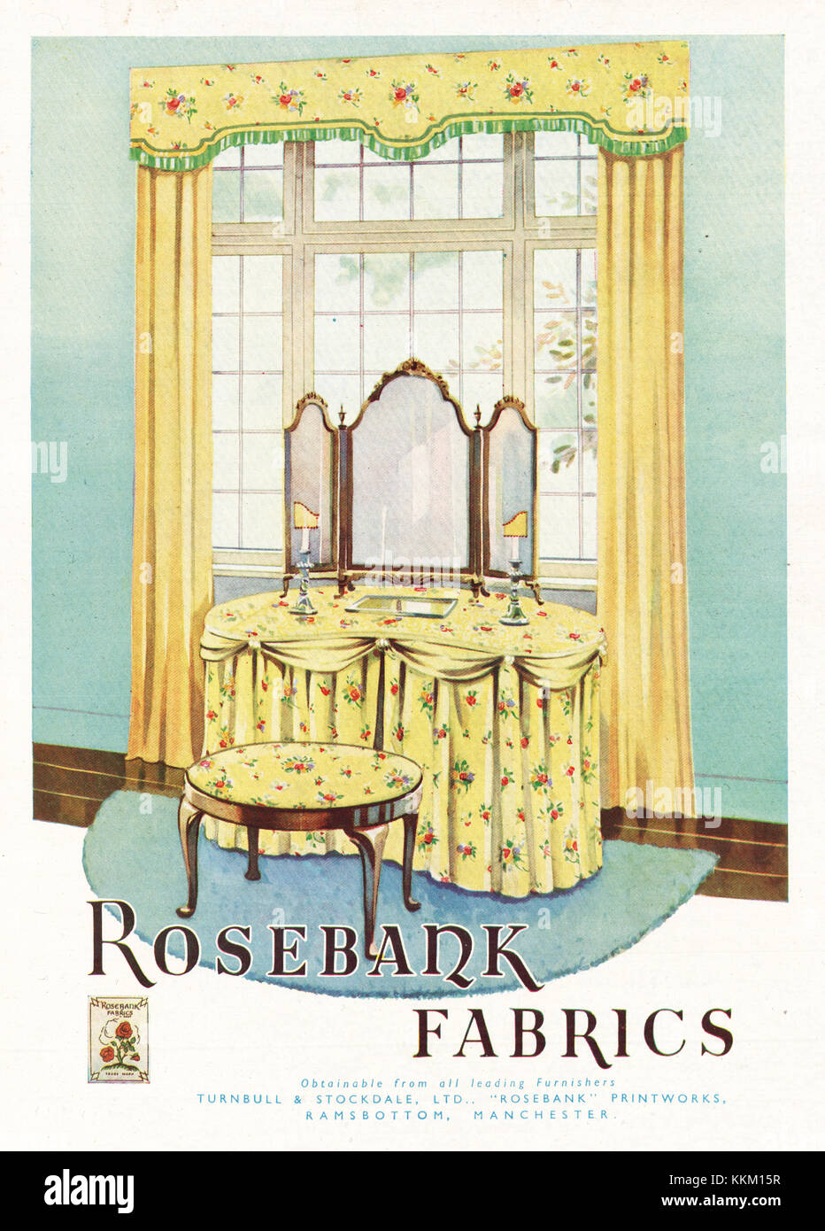 1937 UK Magazine Rosebank Fabrics Advert Stock Photo - Alamy