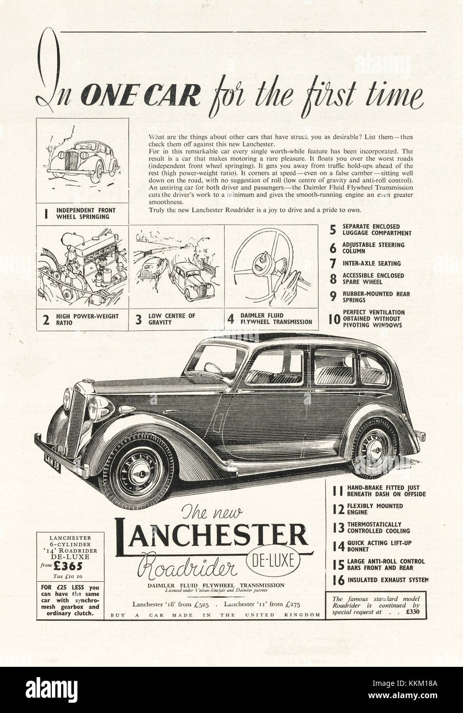 1937 UK Magazine Lanchester Car Advert Stock Photo - Alamy