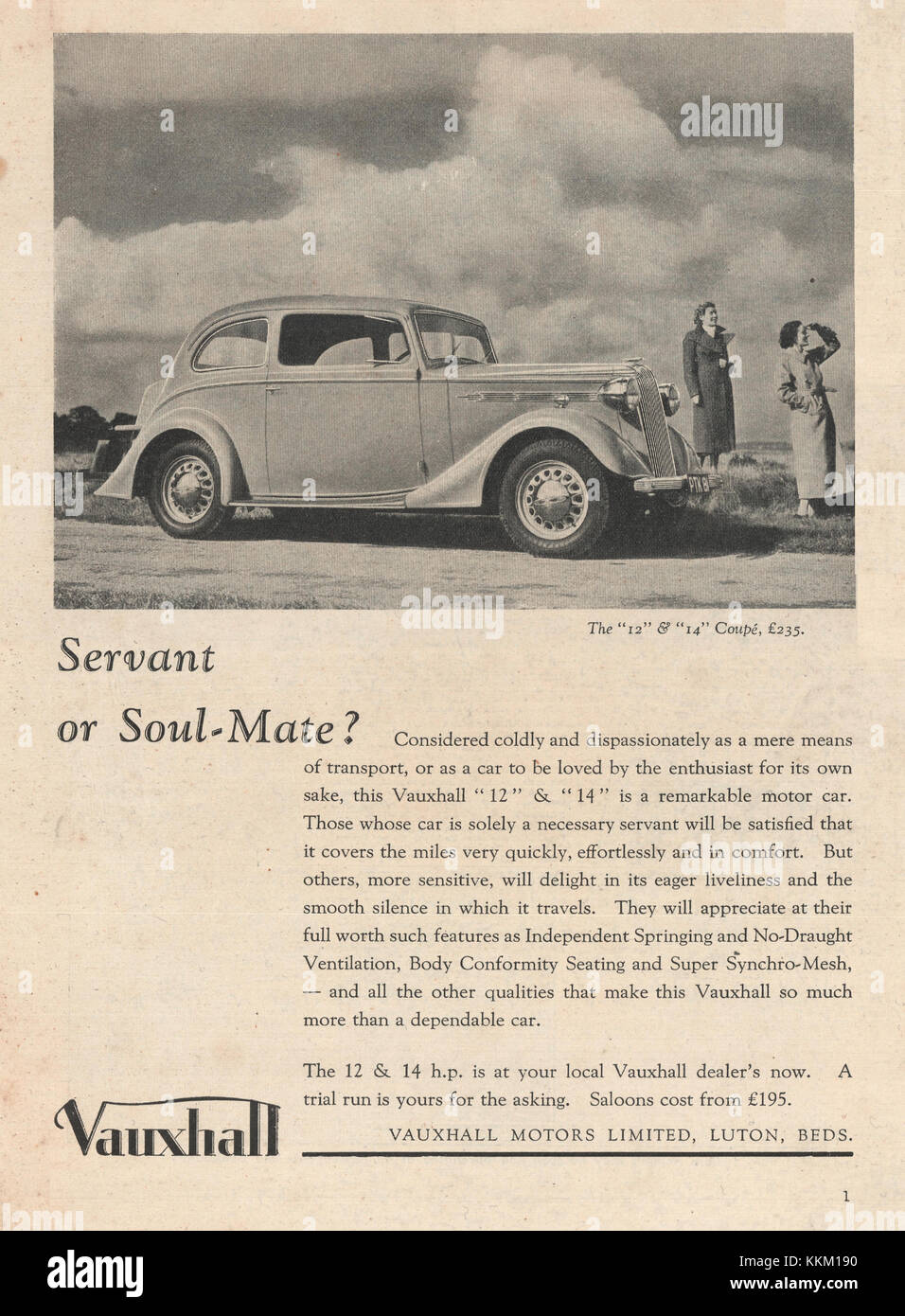 1937 UK Magazine Vauxhall Car Advert Stock Photo - Alamy