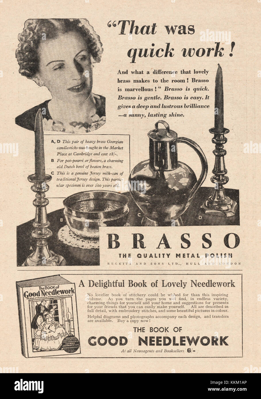 1937 UK Magazine Brasso Metal Polish Advert Stock Photo - Alamy