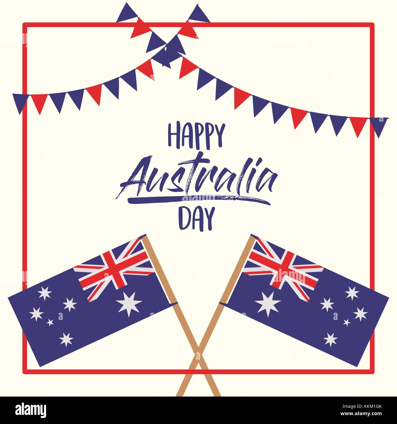 happy australia day poster with crossed flags australia over red frame ...