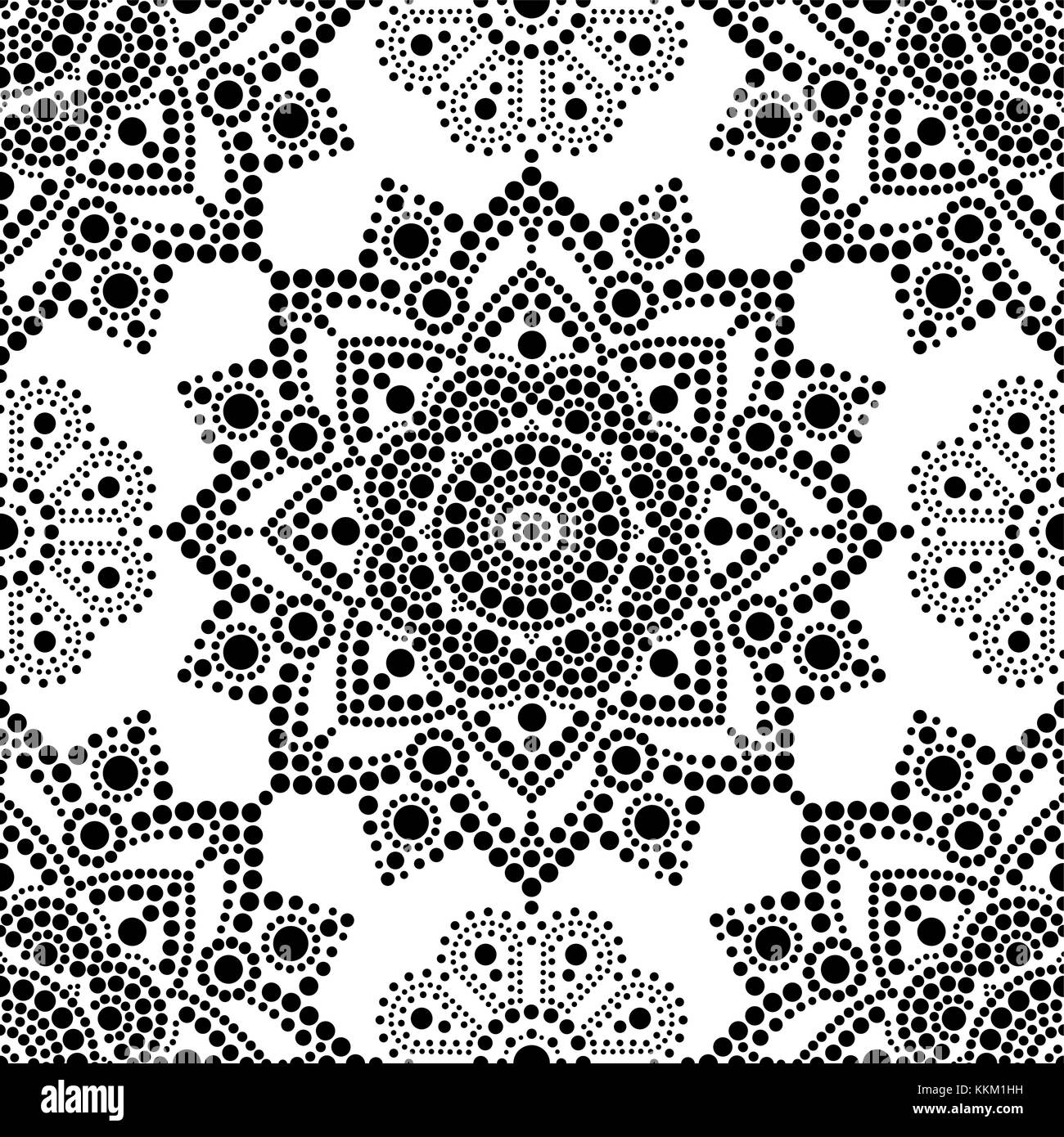 Aboriginal dot painting seamless pattern, bohemian Mandala vector dot art, retro folk design ...