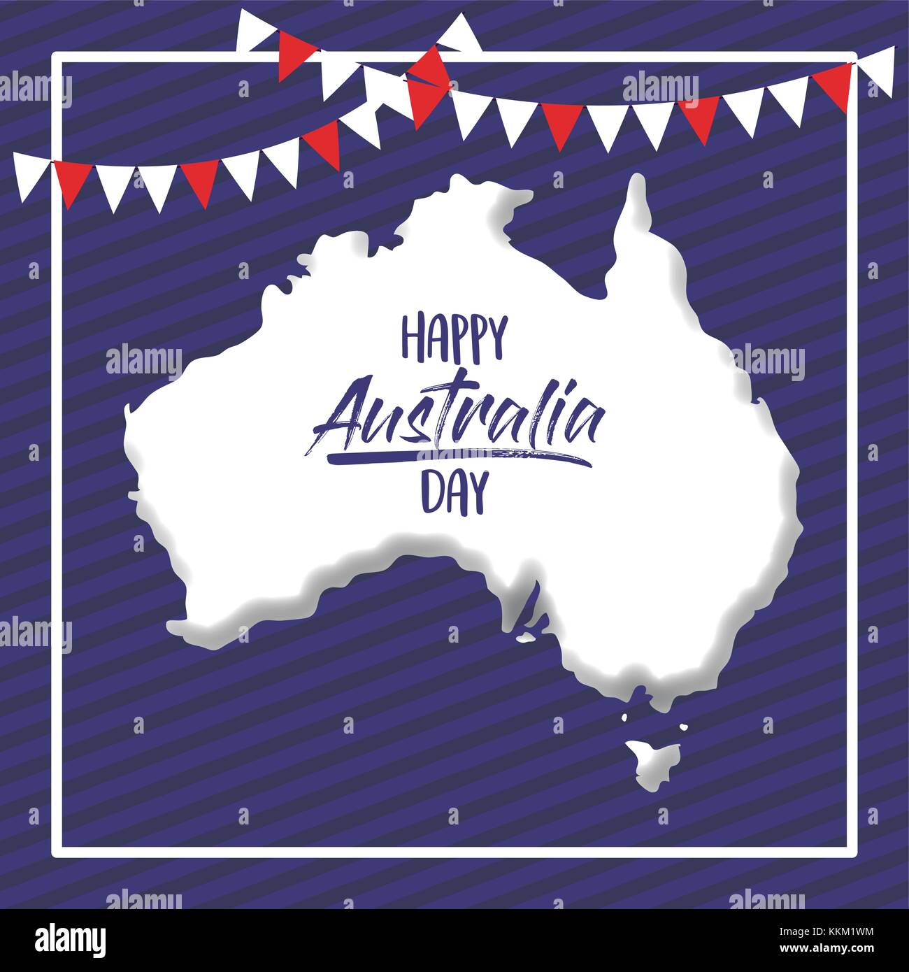 happy australia day poster with white frame and australian map over ...
