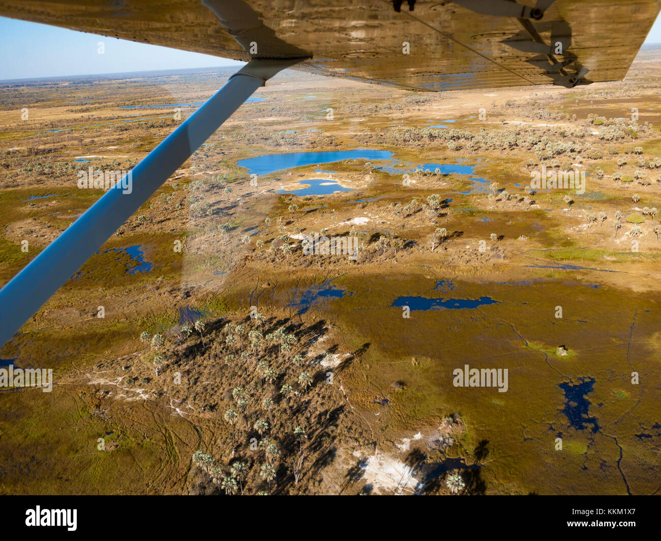 Aerial View of the Okavango delta from an airplane in Botswana, Africa ...