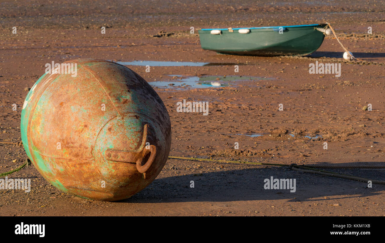 Low tide, ships and a buoy, Exmouth harbour, Devon, England, UK Stock ...