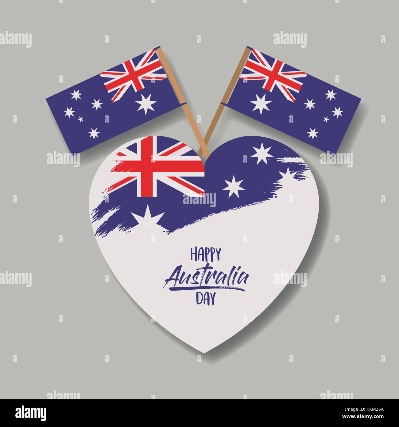 happy australia day poster with australian flag on heart and cross ...