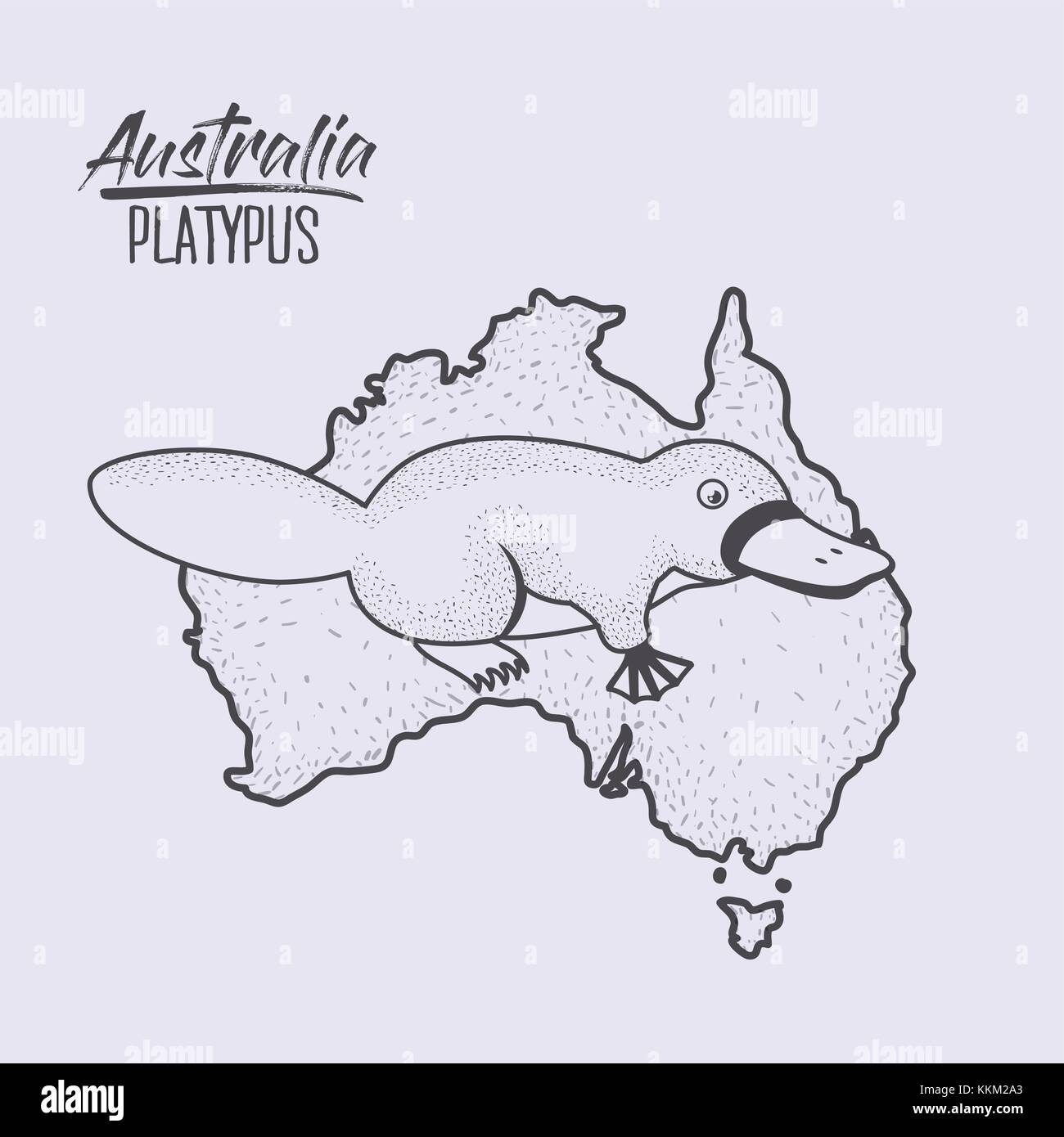 australia platypus poster map in monochrome silhouette Stock Vector ...