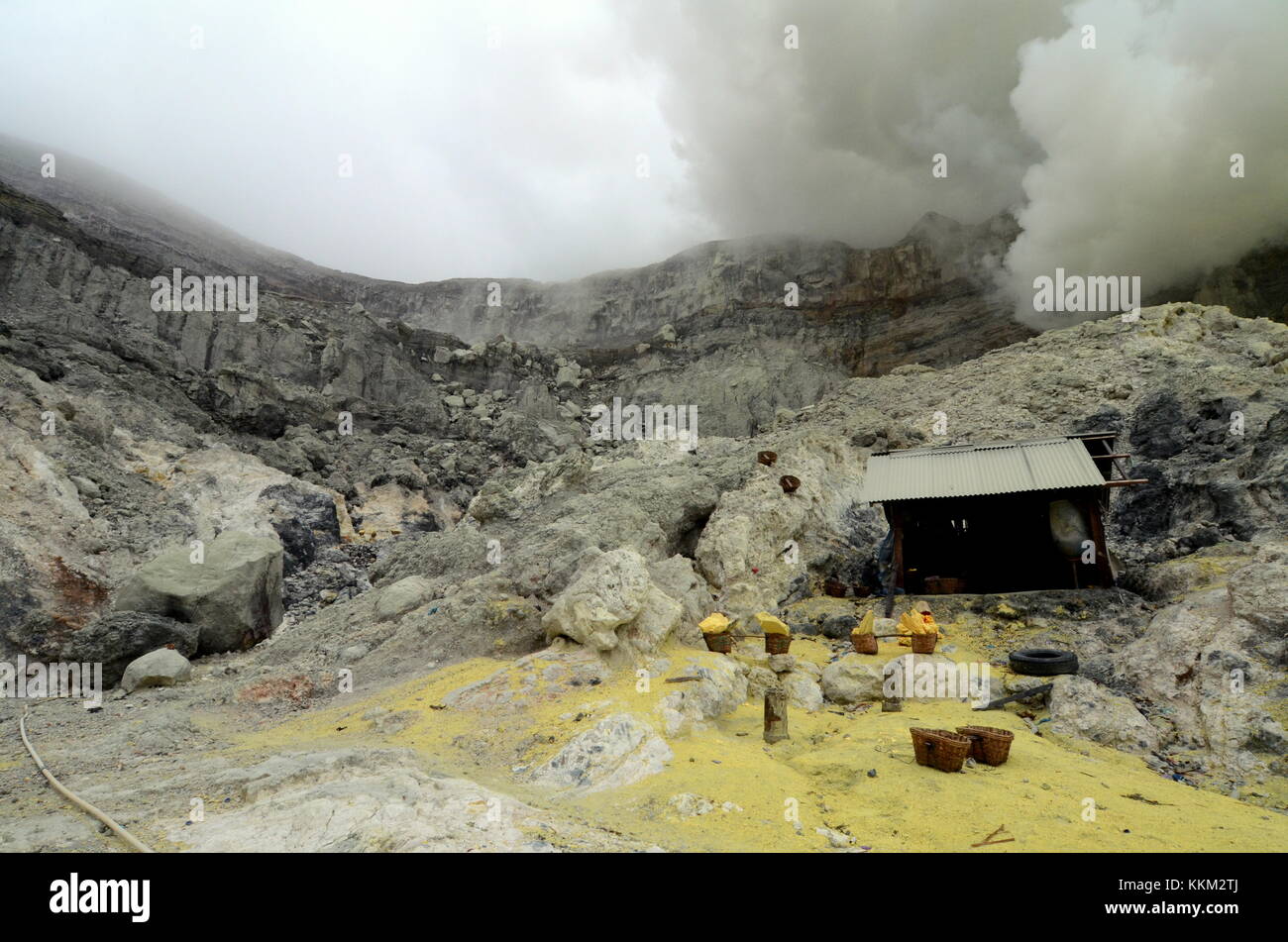 The sulfur mine in Kawah Ijen near Banyuwangi, East Java - Indonesia ...