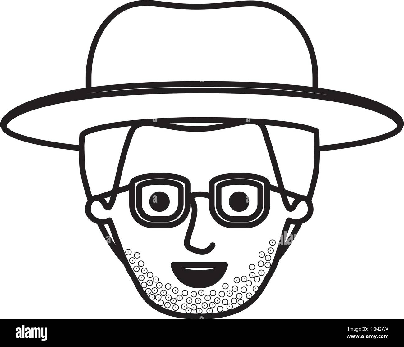 Male Face With Hat And Glasses And Short Hair And Stubble Beard In