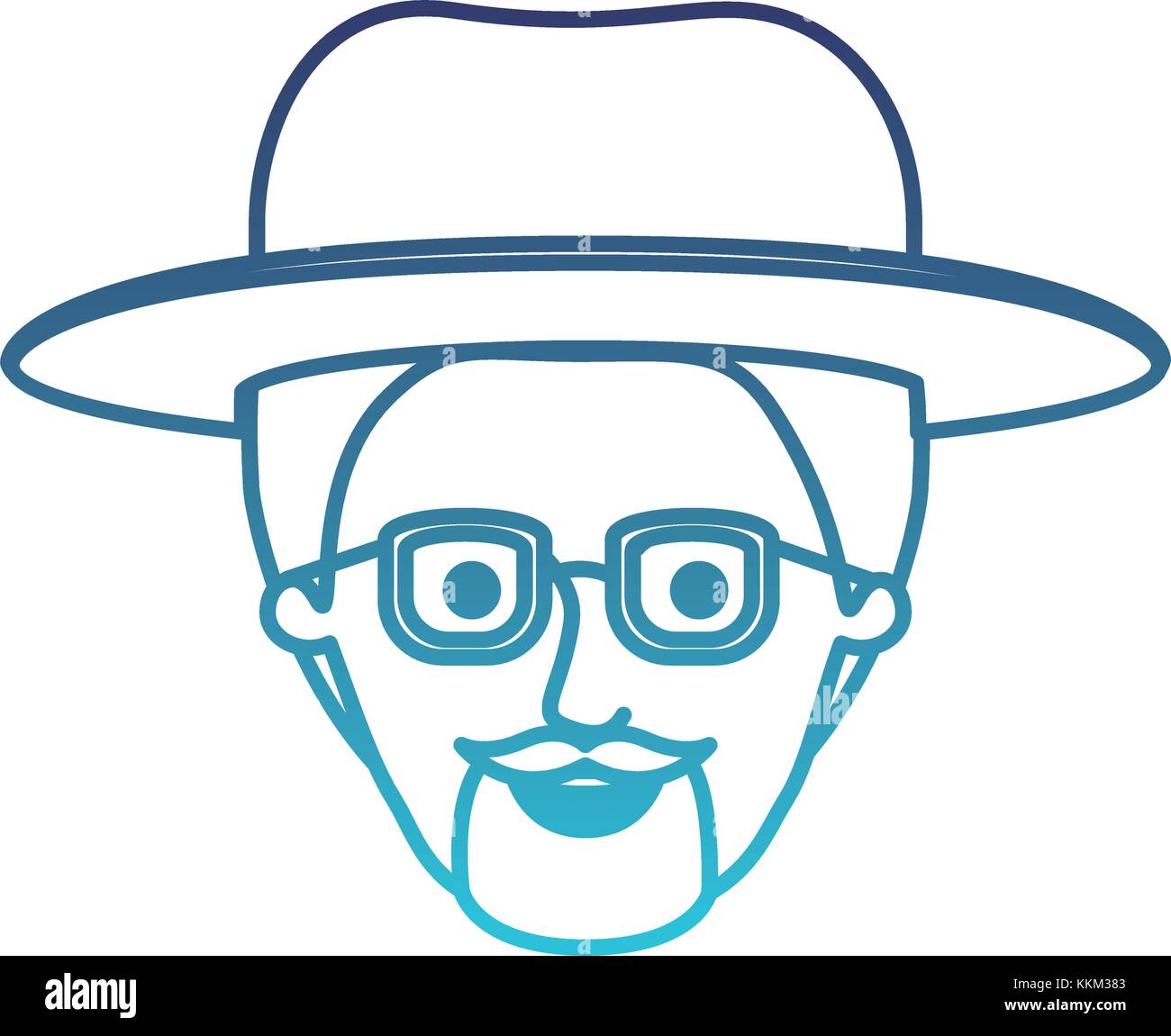 Male Face With Hat And Glasses And Short Hair And Goatee Beard In