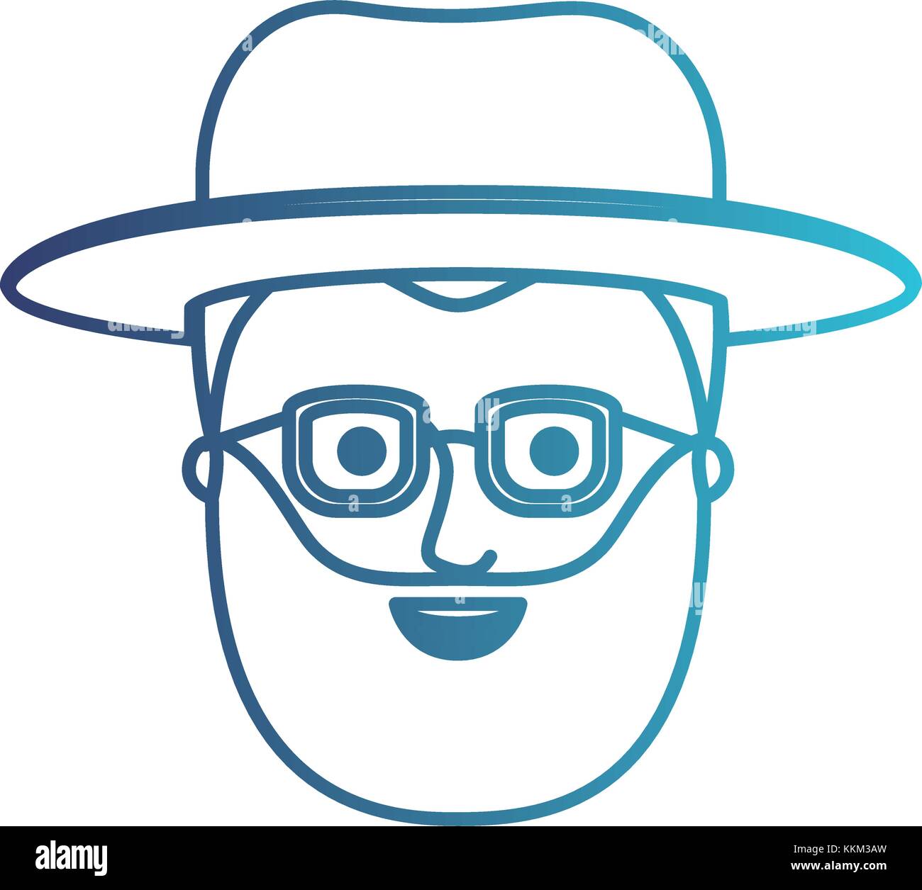 Male Face With Hat And Glasses And Short Hair And Full Beard In