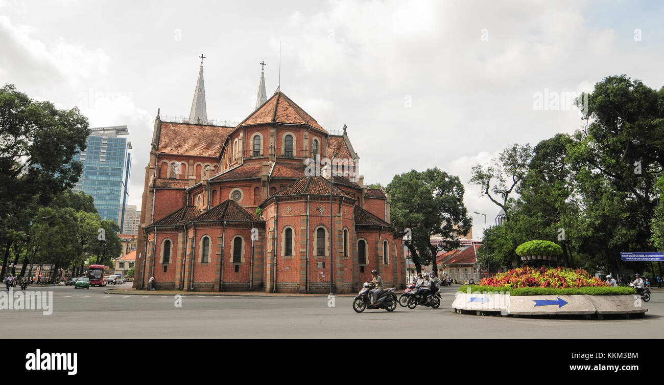 HO CHI MINH CITY, VIETNAM - JUL 19, 2015. Notre Dame Cathedral (Nha Tho ...