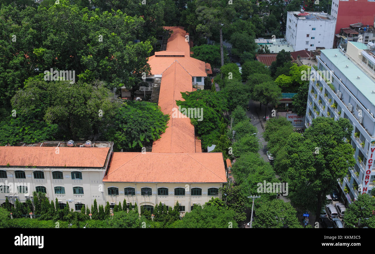 Top view on beautiful colorful buildings in Saigon downtown, southern ...