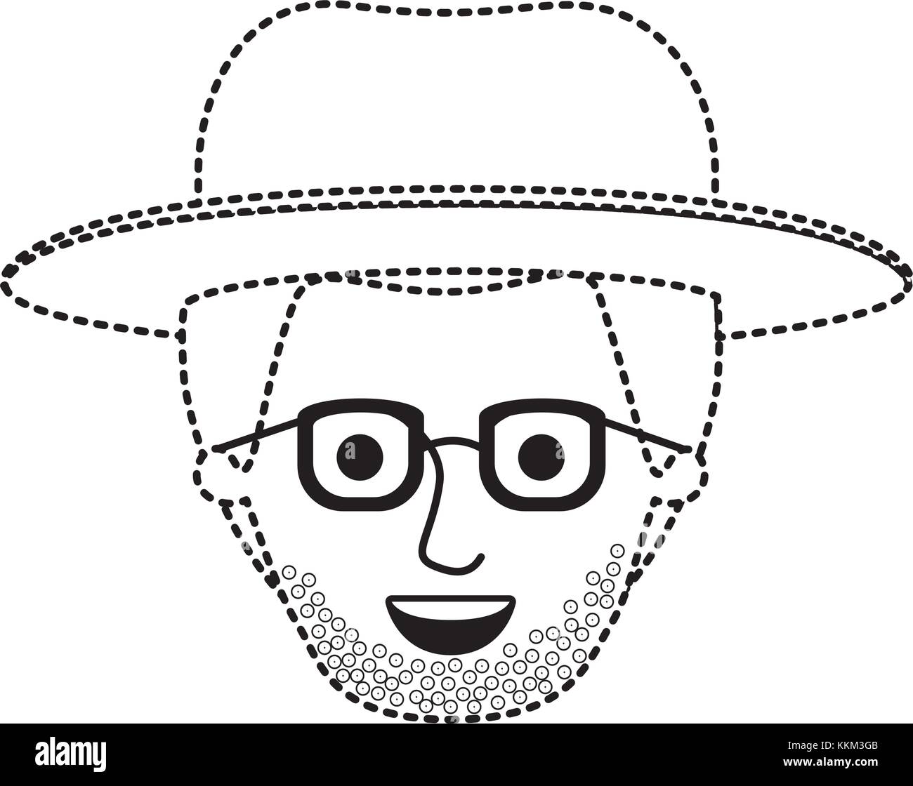 Male Face With Hat And Glasses And Short Hair And Stubble Beard In